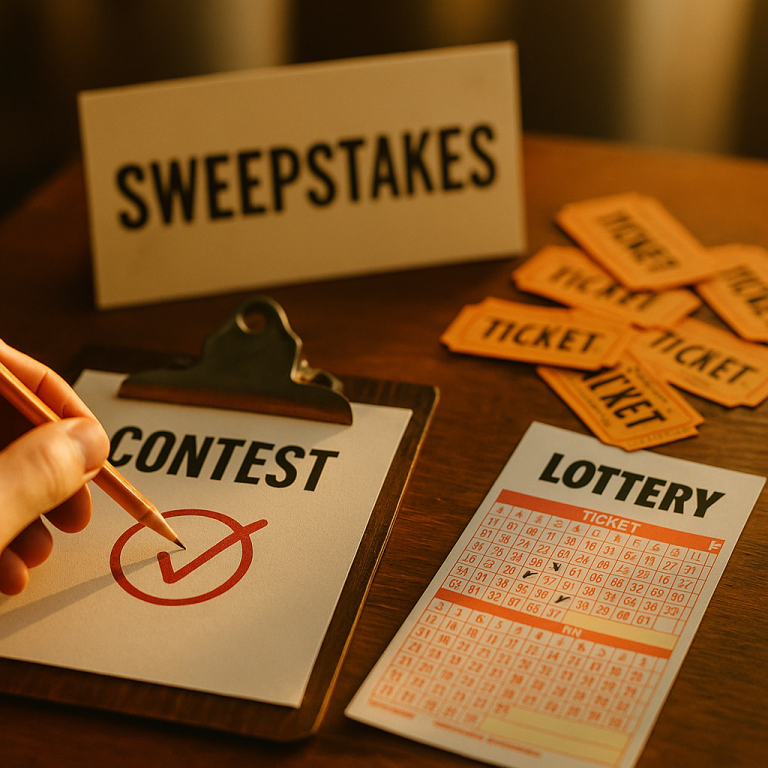Contest vs Sweepstakes vs Lottery: Legal Differences 2025 Guide